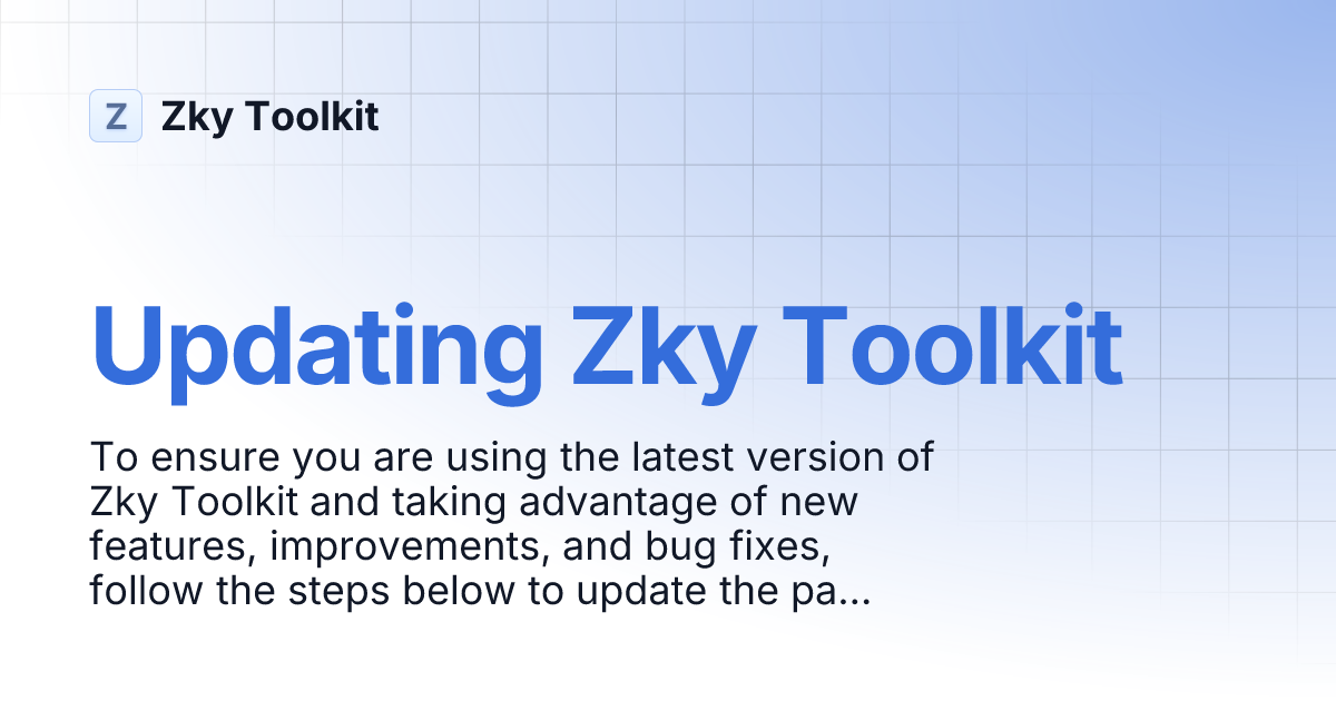 Updating Zky Toolkit | Zky Toolkit